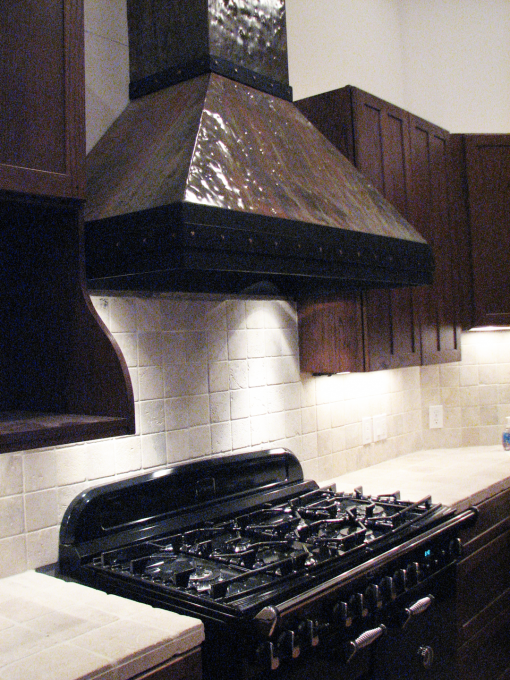 Range Hood 7C in a custom fire finish. | Texas Lightsmith
