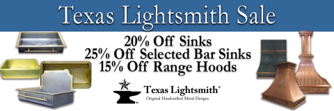 Classic Line Sale – 15% off Hoods/20% Off Sinks Texas Lightsmith